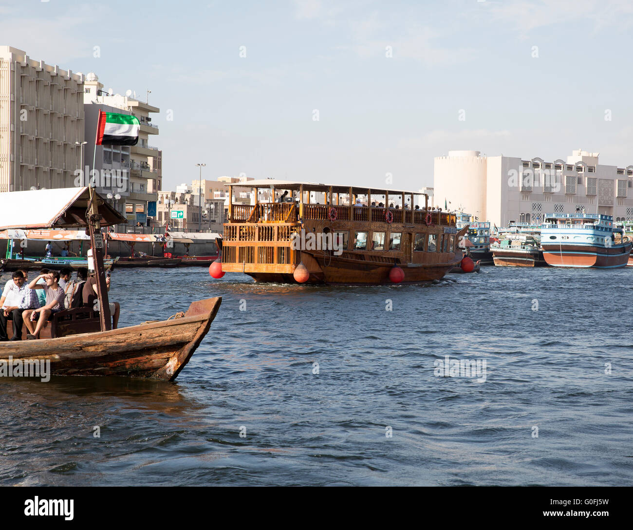 Wooden abra crossing the creek in Dubai UAE Stock Photo - Alamy