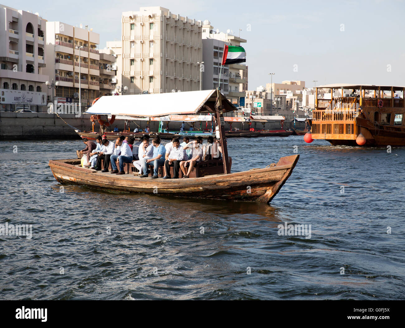 Wooden abra crossing the creek in Dubai UAE Stock Photo - Alamy