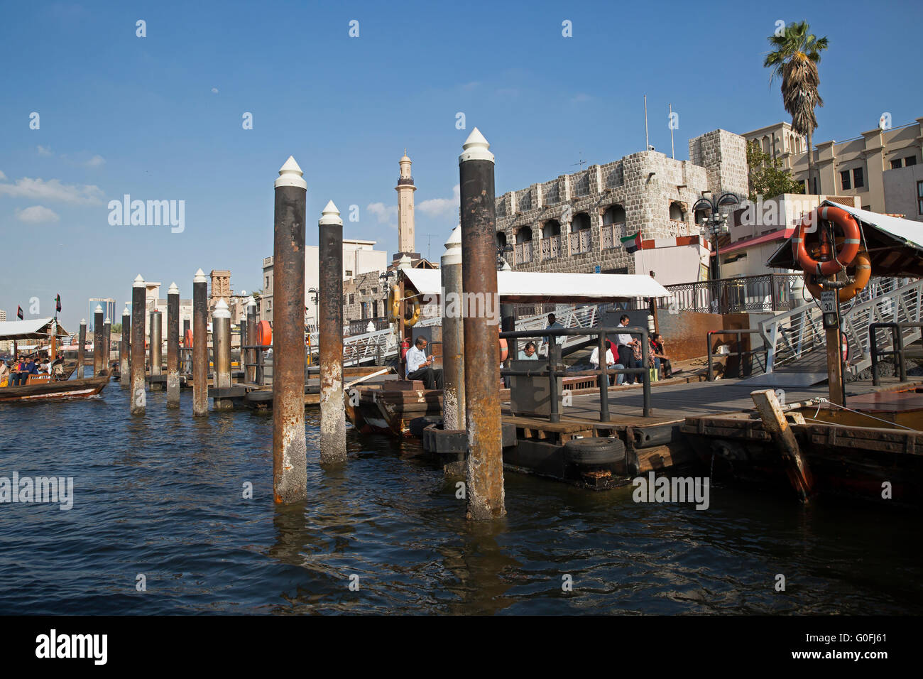 Wooden abra crossing the creek in Dubai UAE Stock Photo - Alamy
