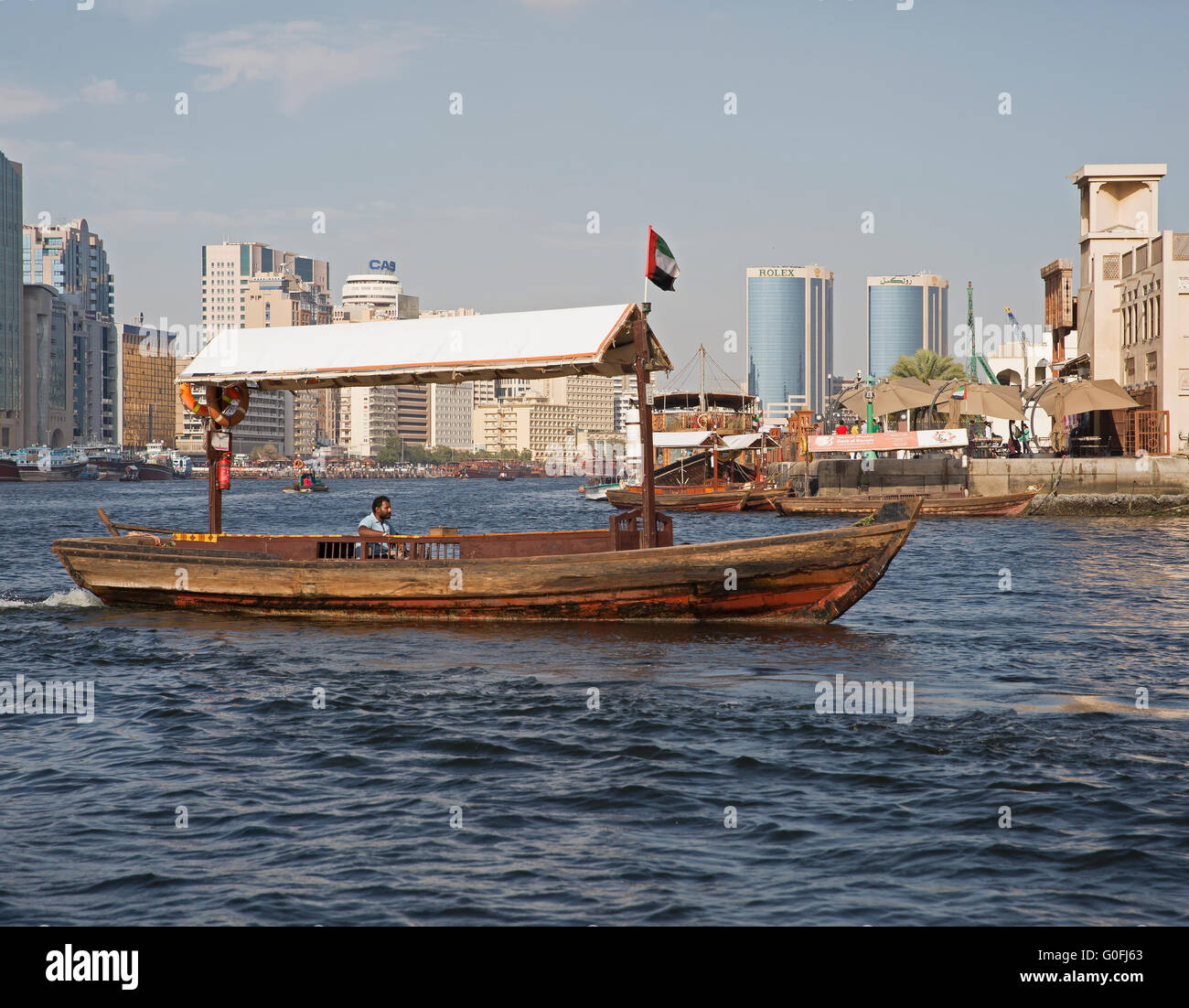 Wooden abra crossing the creek in Dubai UAE Stock Photo - Alamy