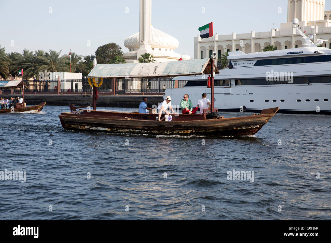 Wooden abra crossing the creek in Dubai UAE Stock Photo - Alamy