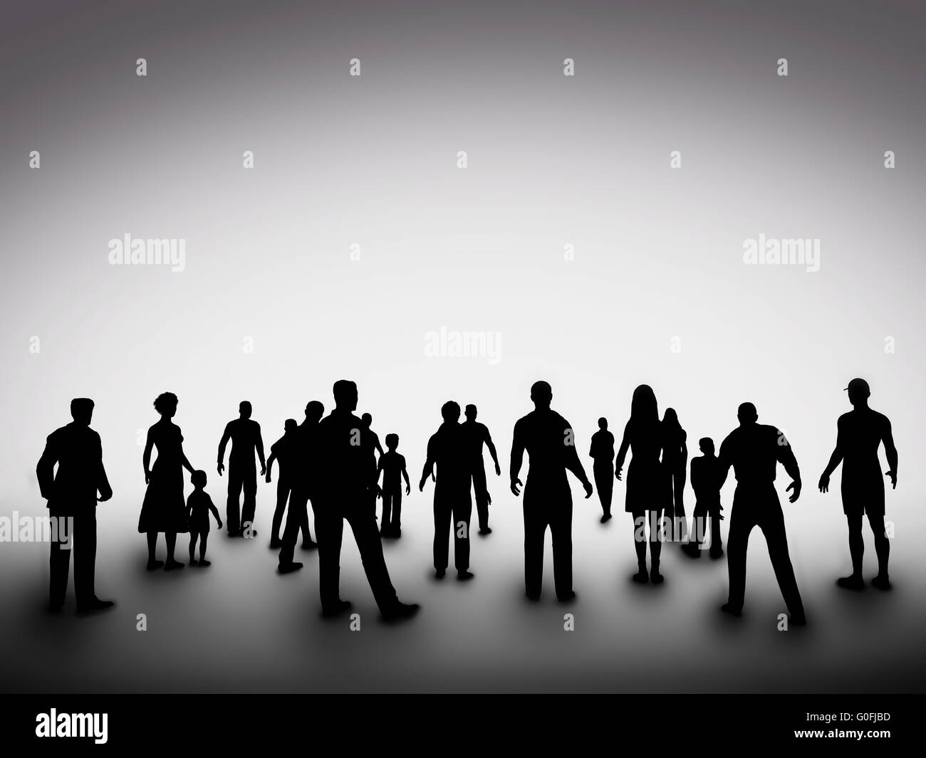 Crowd Of People Standing Silhouette