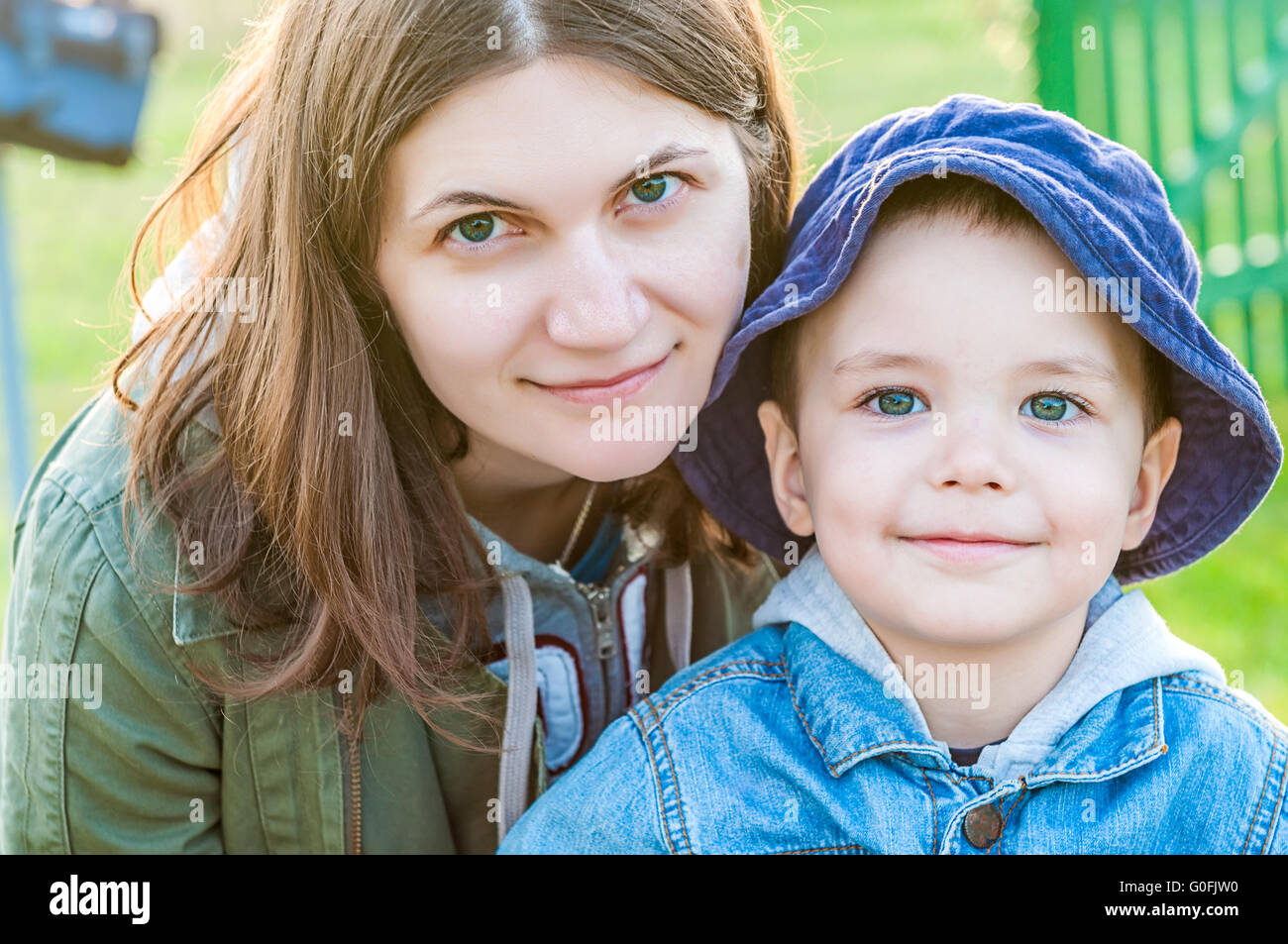 portrait of young woman and her boy Stock Photo - Alamy