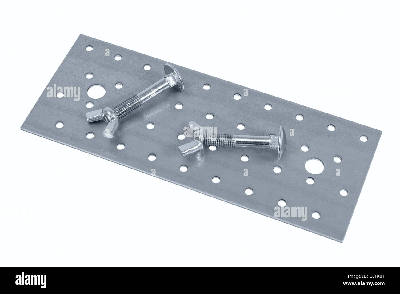 Perforated metal plate furniture screw and nuts Stock Photo - Alamy