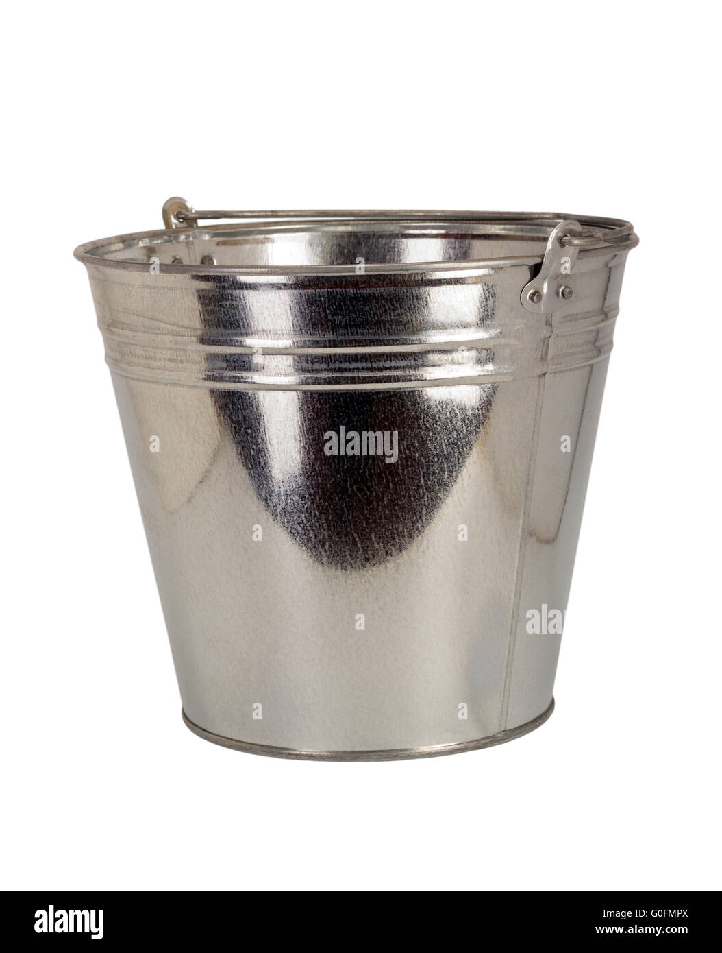 Metallic pail Isolated on white background Stock Photo - Alamy