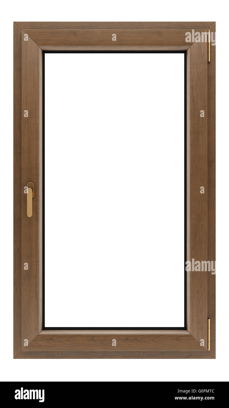 brown wooden window isolated on white background Stock Photo - Alamy