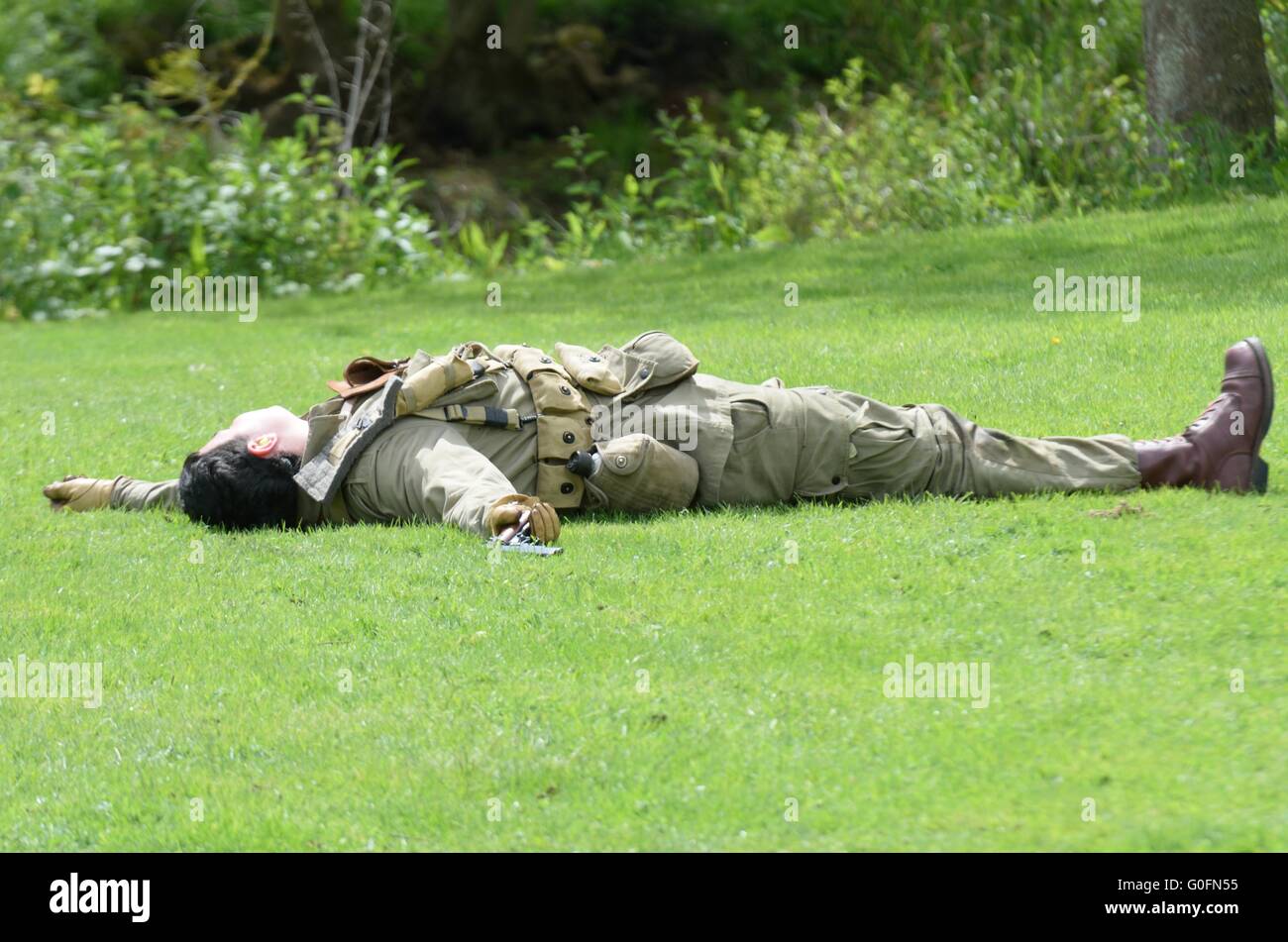 Soldier Playing Dead in Re-enactment Stock Photo - Alamy