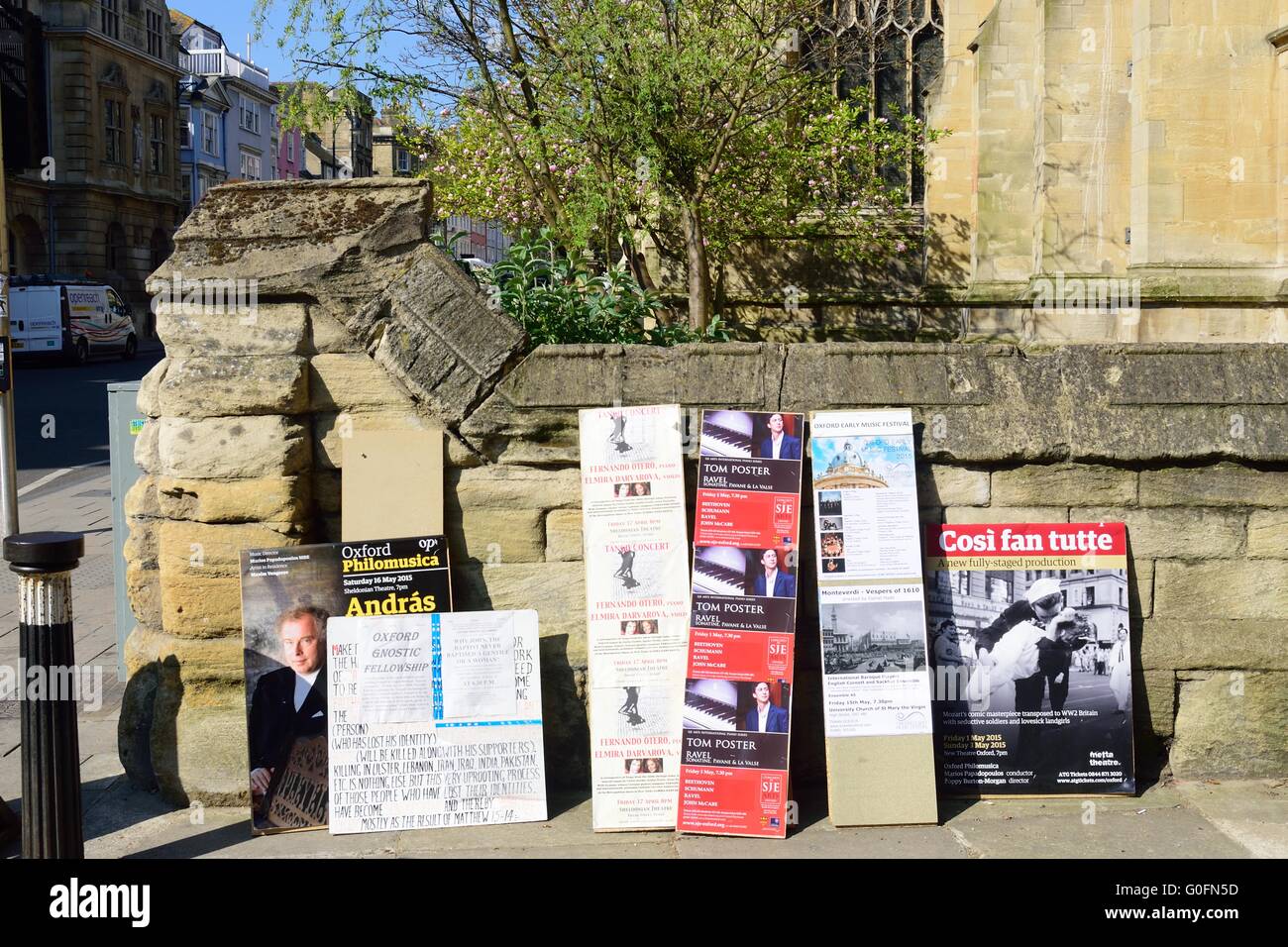 Posters for events on wall Stock Photo - Alamy