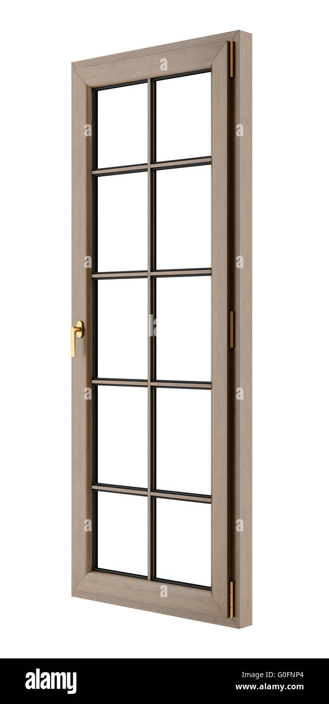 brown wooden window isolated on white background Stock Photo - Alamy