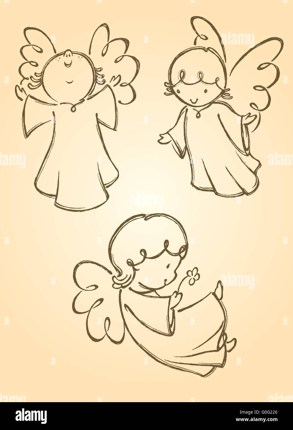Angel Cute Sketch Stock Vector Image & Art - Alamy