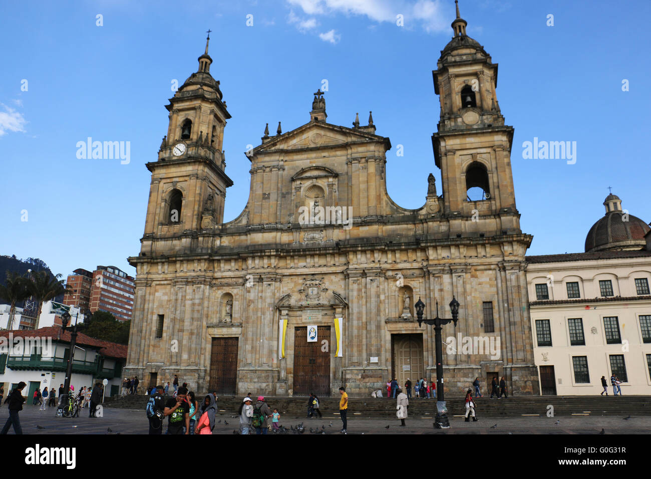 Primatial Cathedral of Bogotá, Bolivar Square, Bogota, Colombia Stock ...