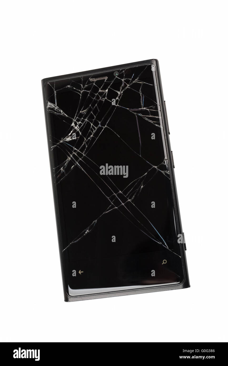 Cell phone smashed lcd Cut Out Stock Images & Pictures - Alamy