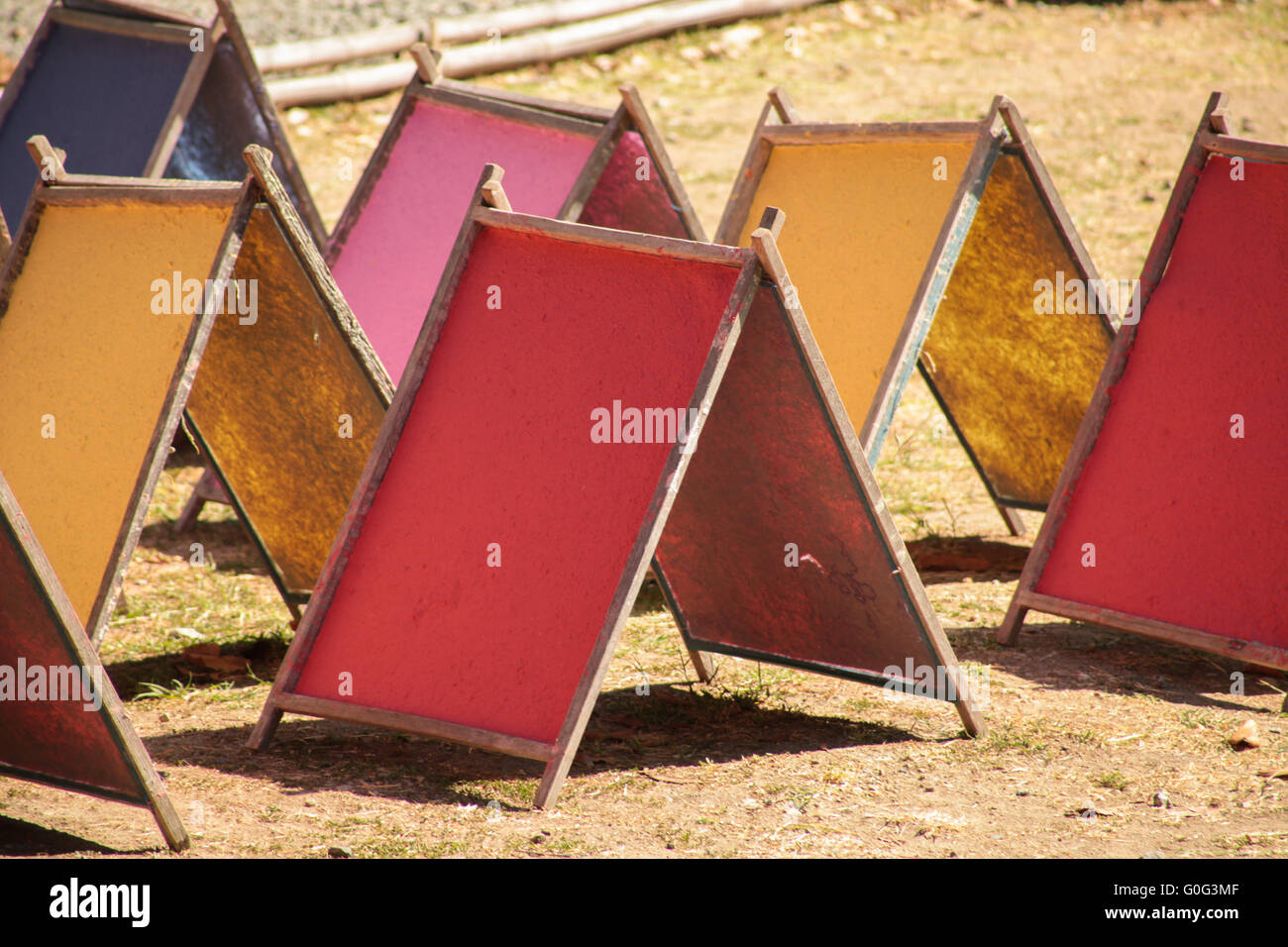Natural Handmade paper drying in the sun Stock Photo - Alamy