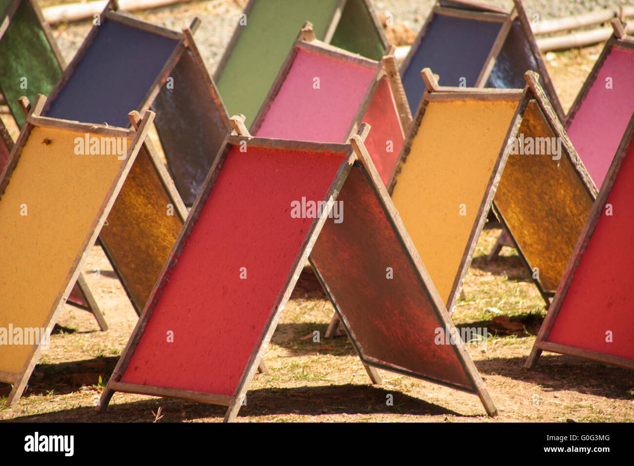 Natural Handmade paper drying in the sun Stock Photo - Alamy