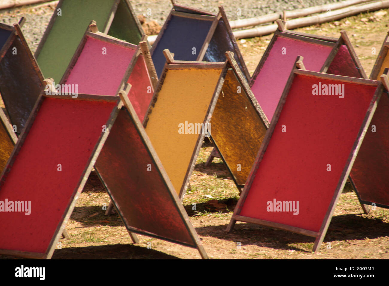Natural Handmade paper drying in the sun Stock Photo - Alamy