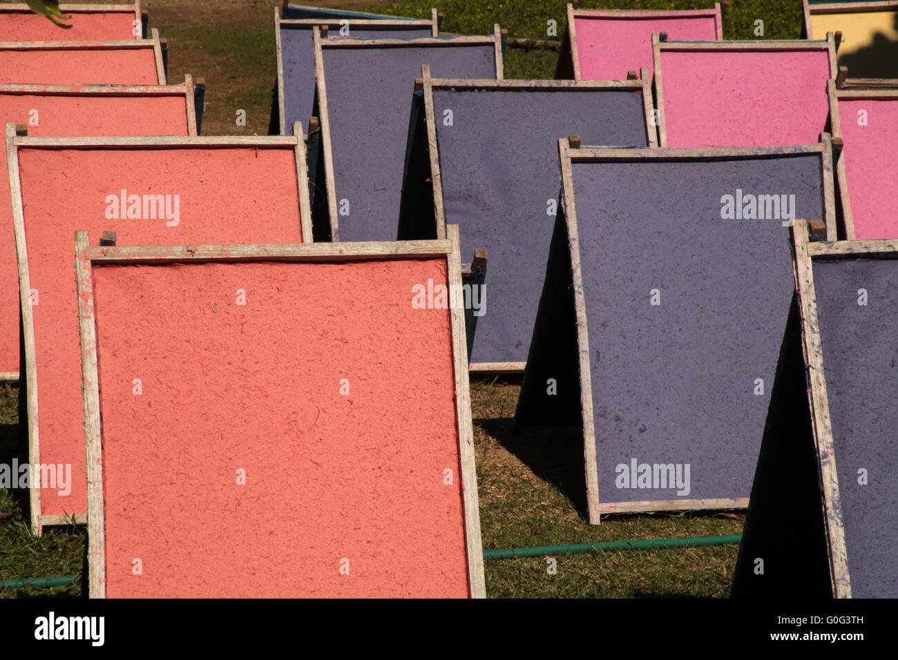 Natural Handmade paper drying in the sun Stock Photo - Alamy