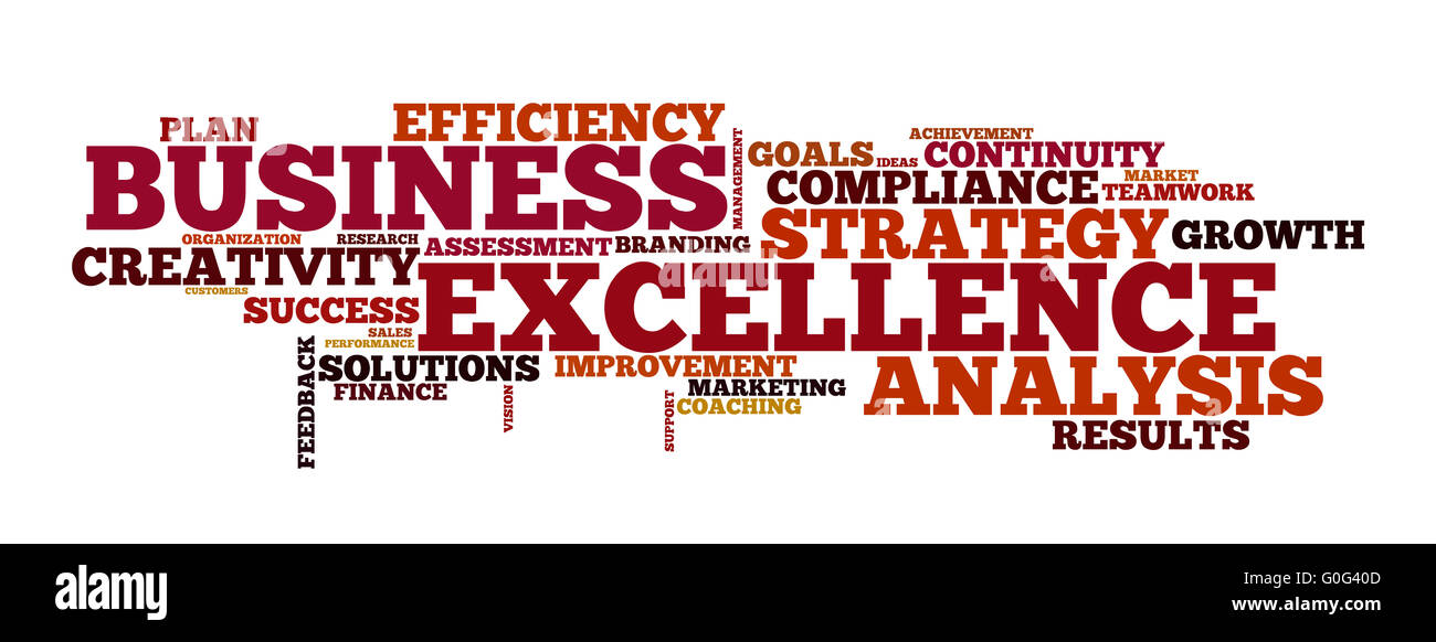 word cloud for business, analysis, strategy and excellence Stock Photo ...