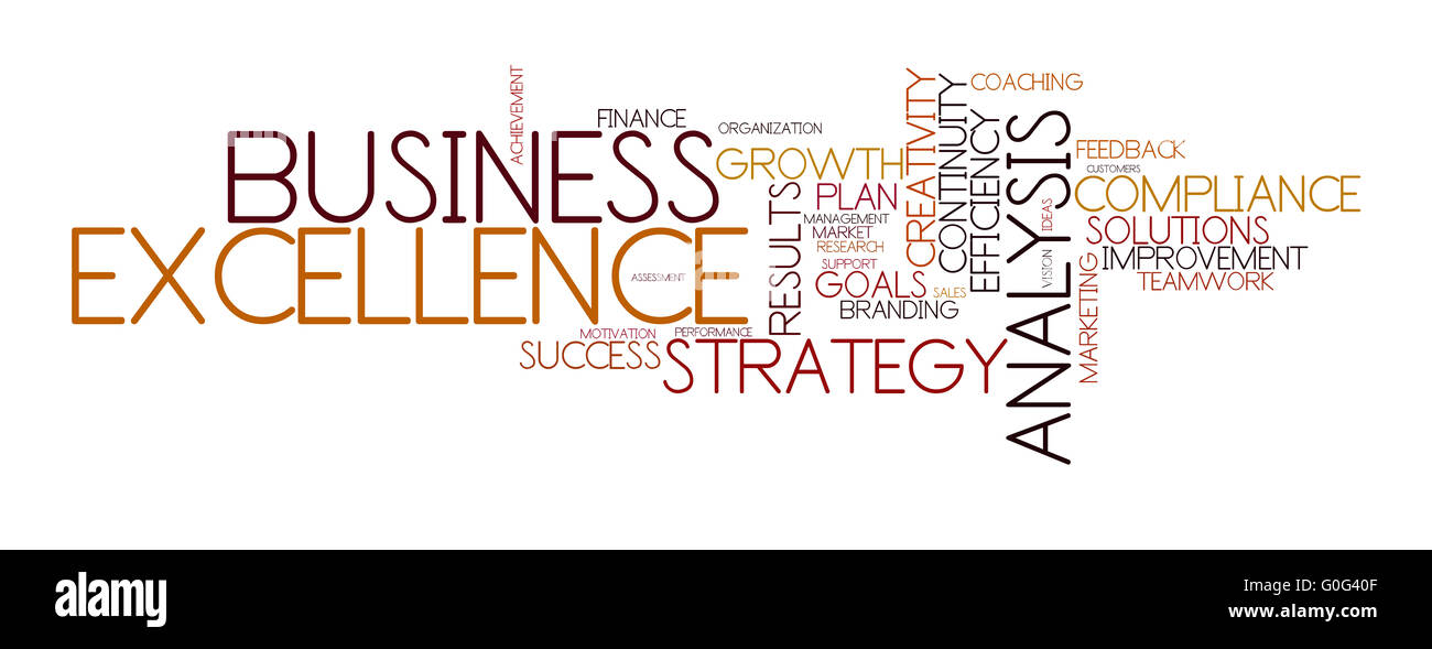 word cloud for business, analysis, strategy and excellence Stock Photo ...