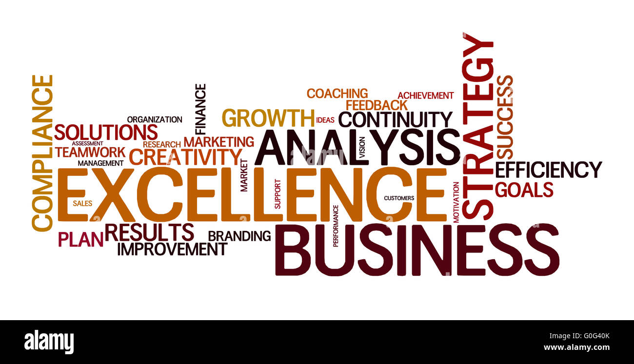 word cloud for business, analysis, strategy and excellence Stock Photo ...