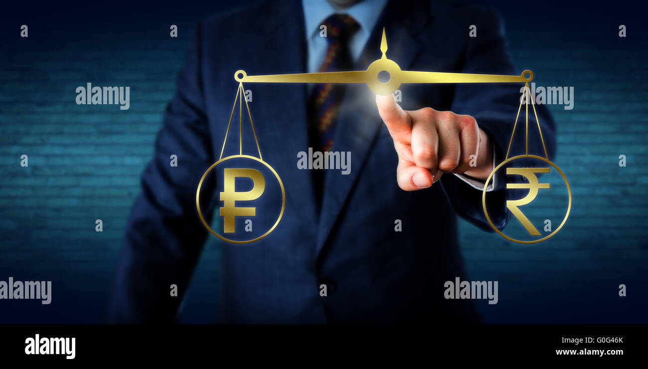 Comparing The Russian Ruble And The Indian Rupee Stock Photo - Alamy