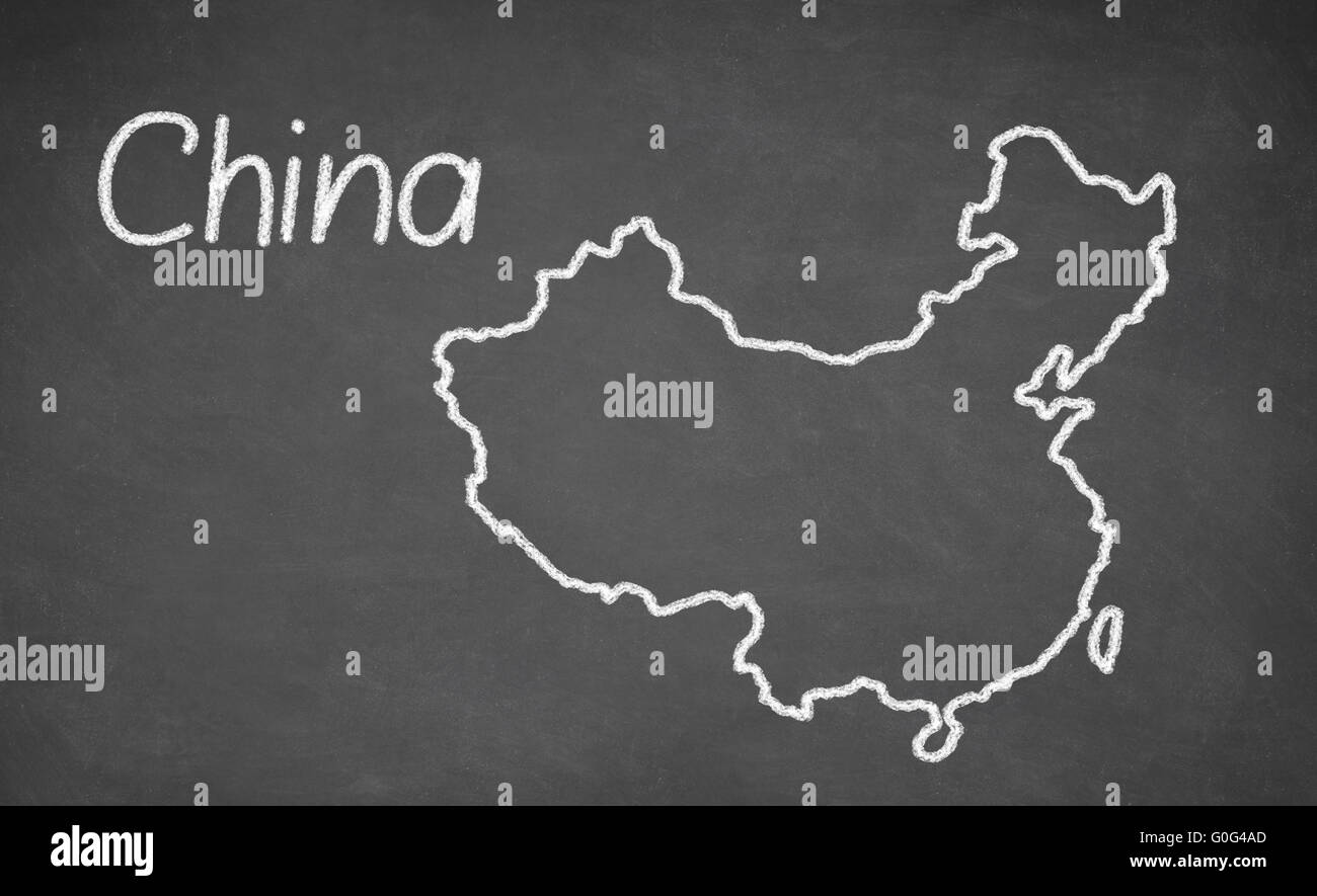 China map drawn on chalkboard Stock Photo - Alamy
