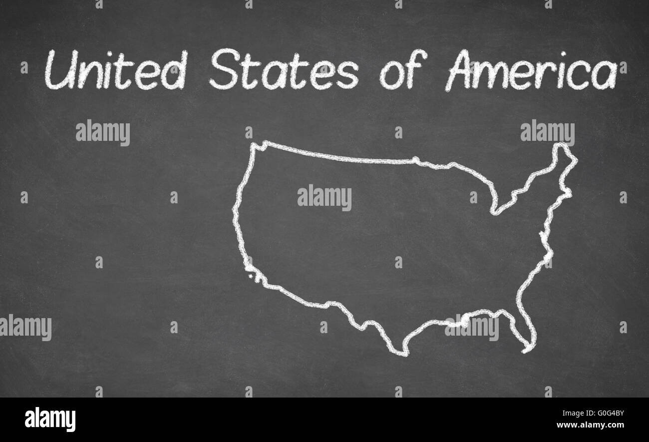 United States map drawn on chalkboard Stock Photo - Alamy