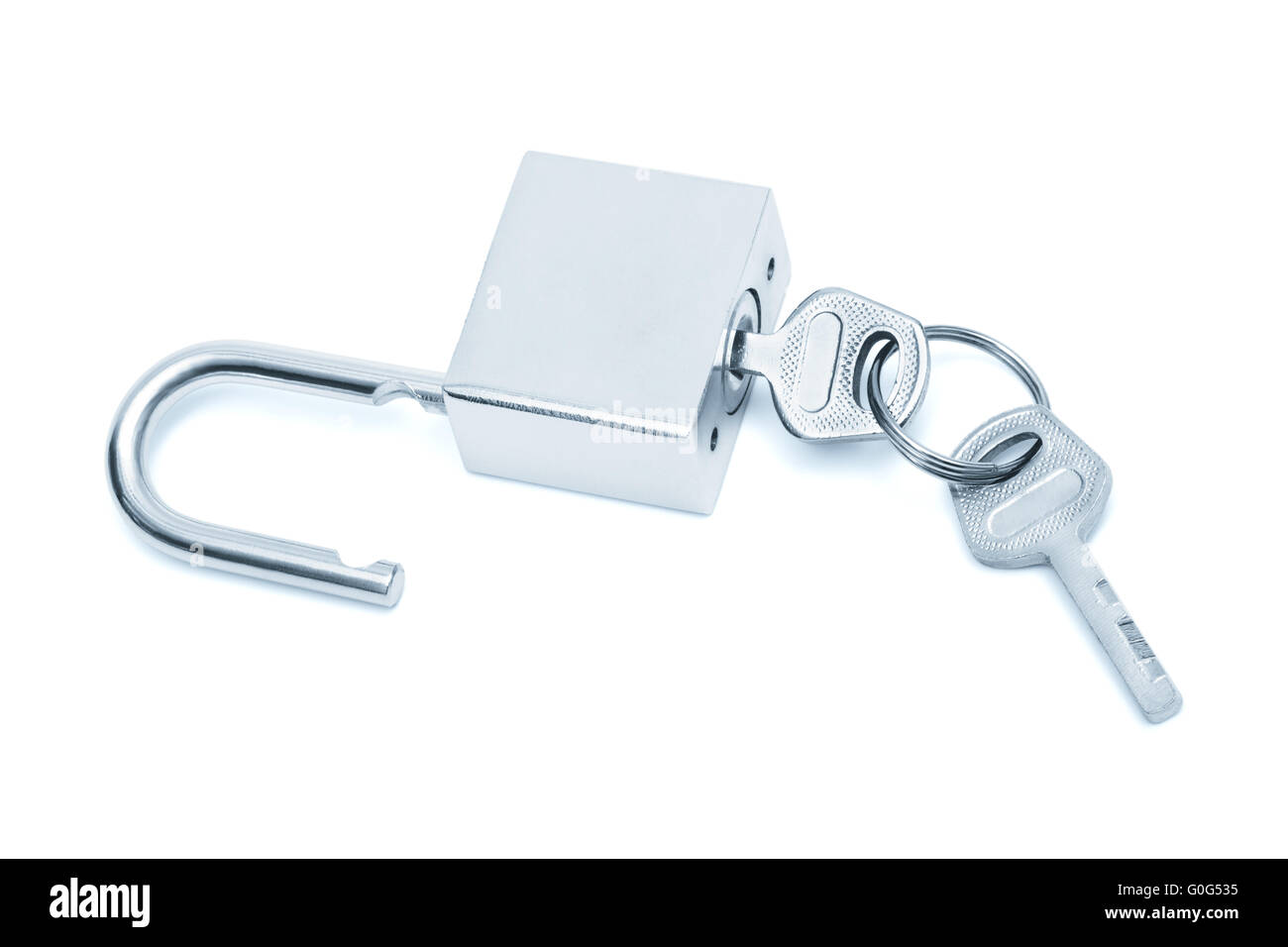 modern padlock with keys on a white background Stock Photo - Alamy