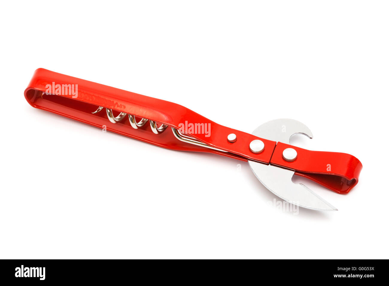 Modern metal opener on a white background Stock Photo - Alamy