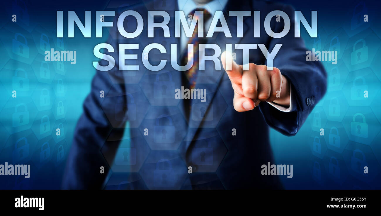 Consultant Touching INFORMATION SECURITY Onscreen Stock Photo - Alamy