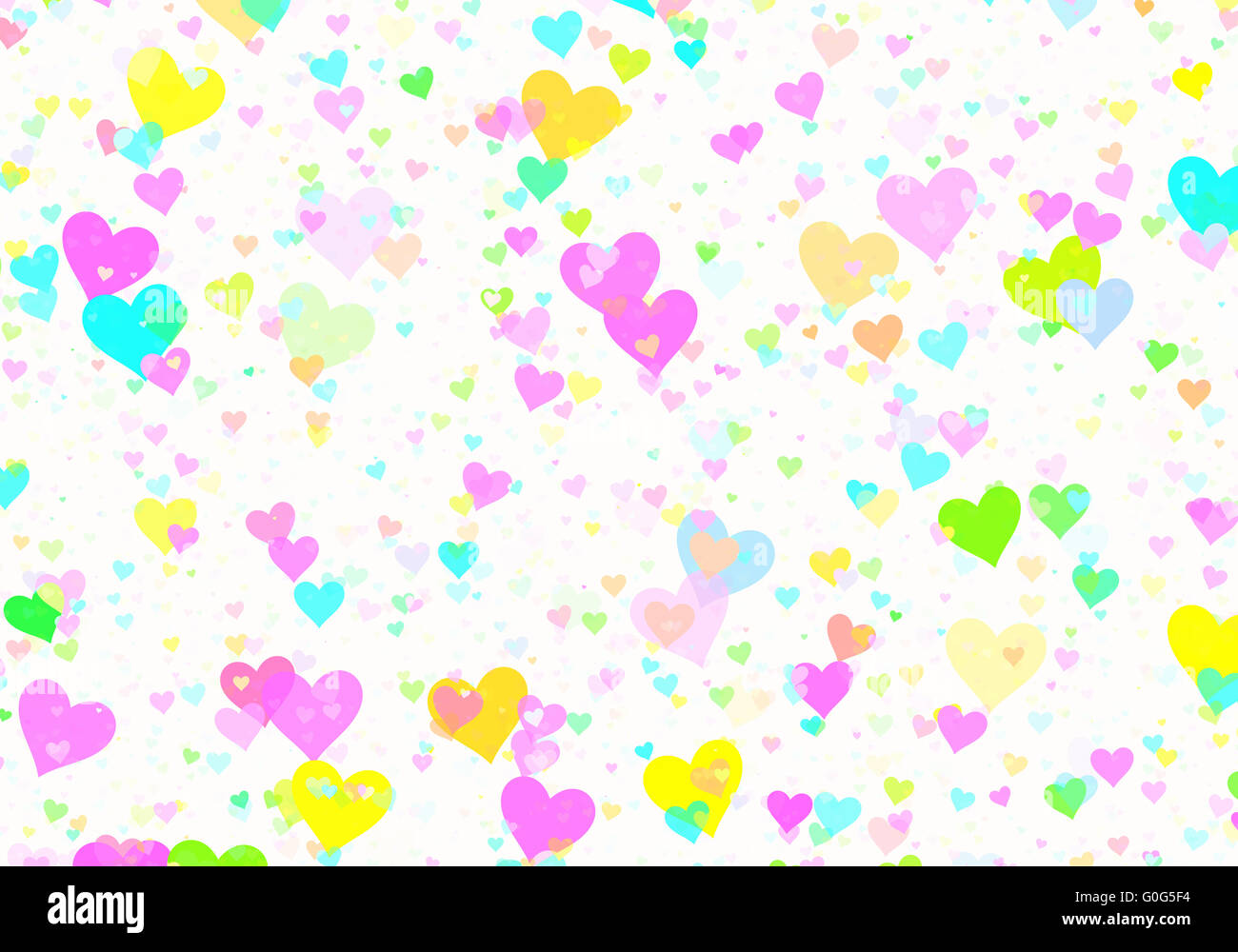 many multicolored small hearts on white backgrounds Stock Photo - Alamy