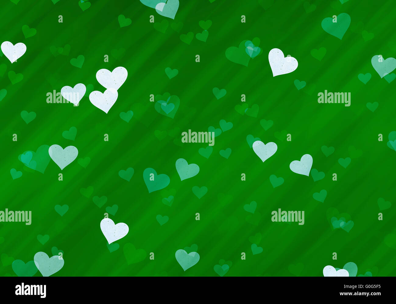 many hearts on green backgrounds of Love symbol Stock Photo - Alamy