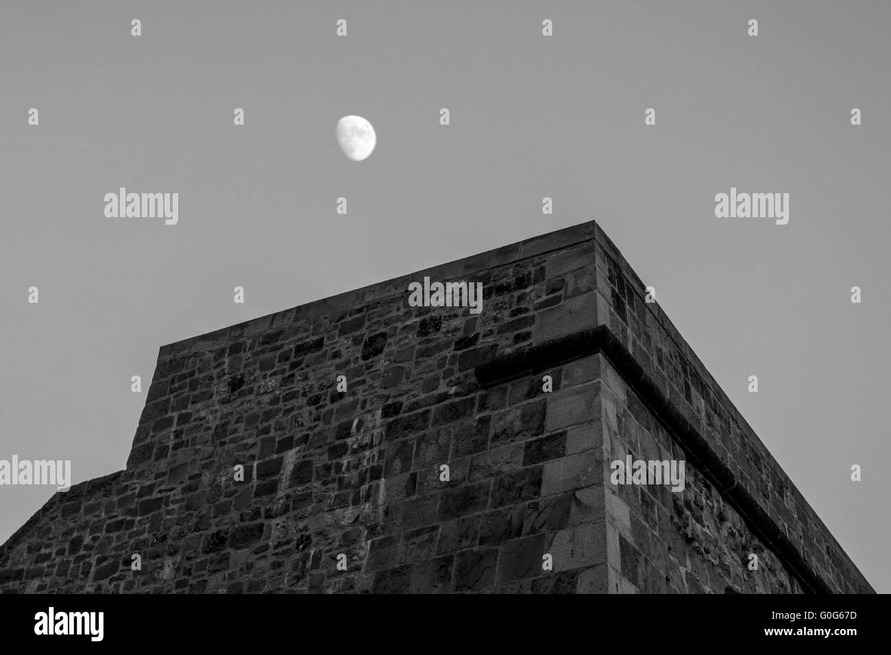 Top of the wall and moon Stock Photo - Alamy