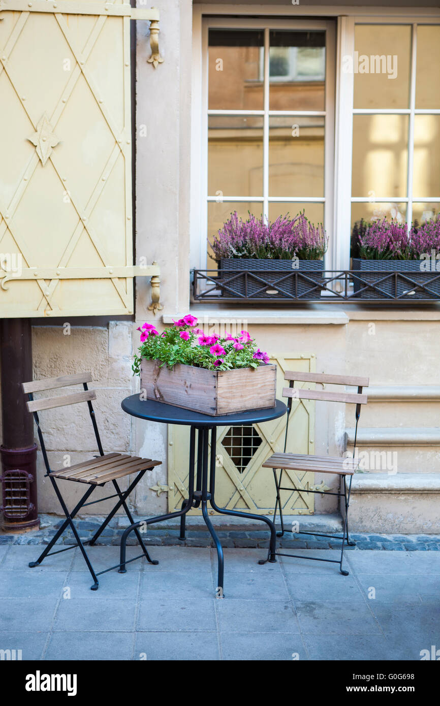 Romantic street decor with flowers Stock Photo - Alamy
