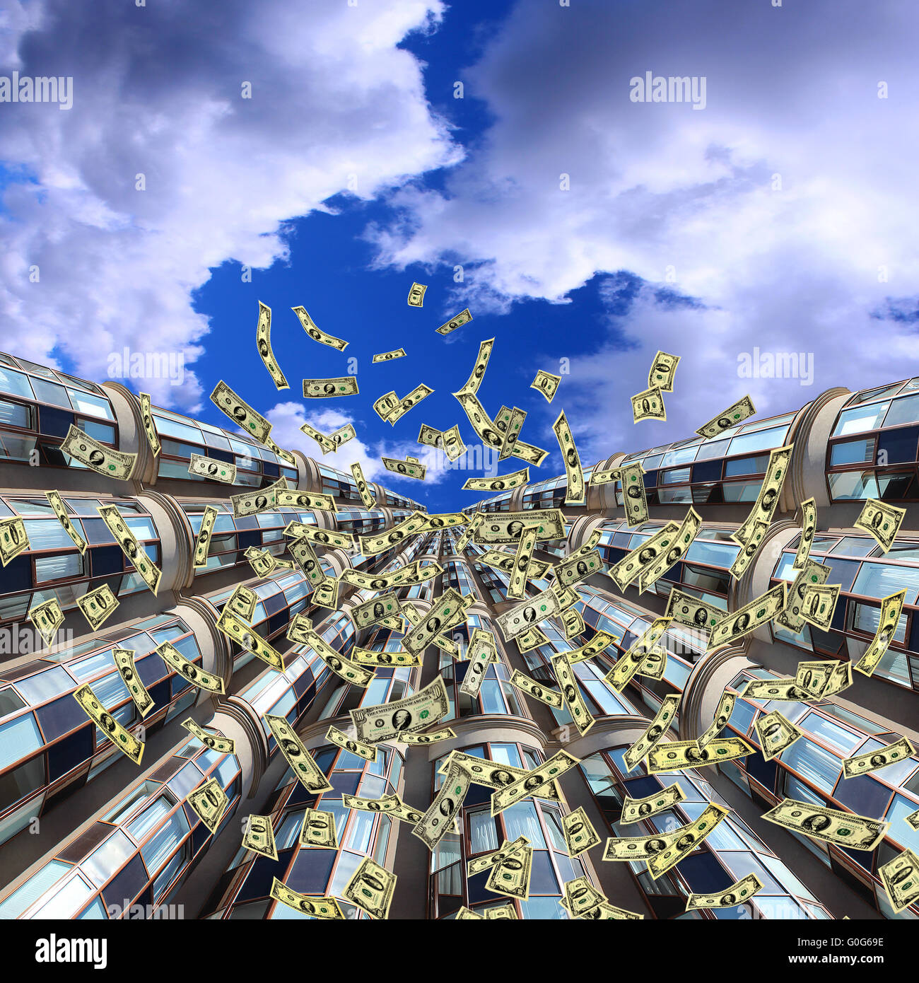 Dollars falling from sky hi-res stock photography and images - Alamy