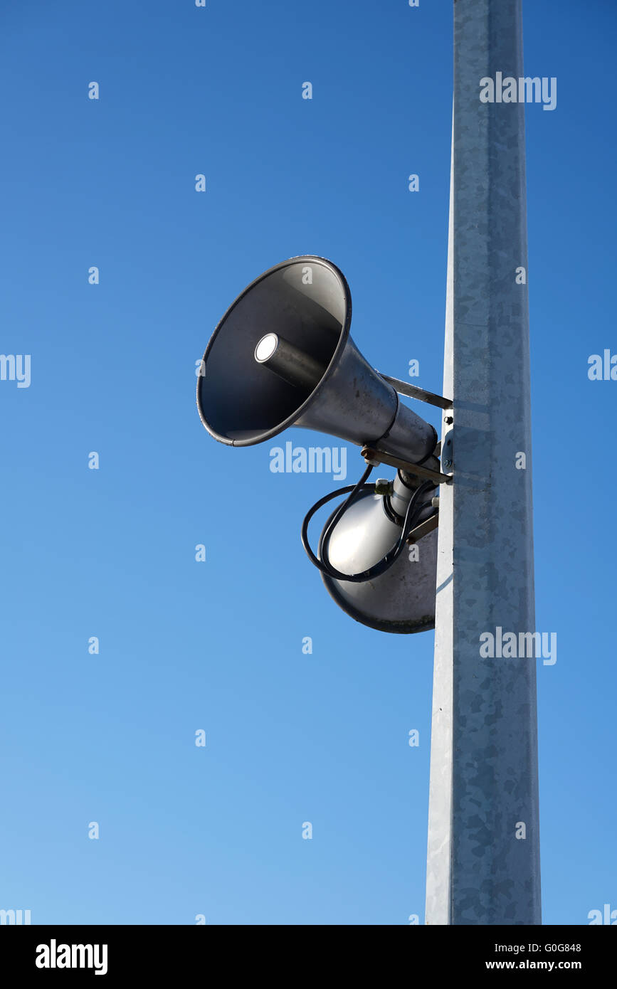 loudspeakers on a pole Stock Photo - Alamy