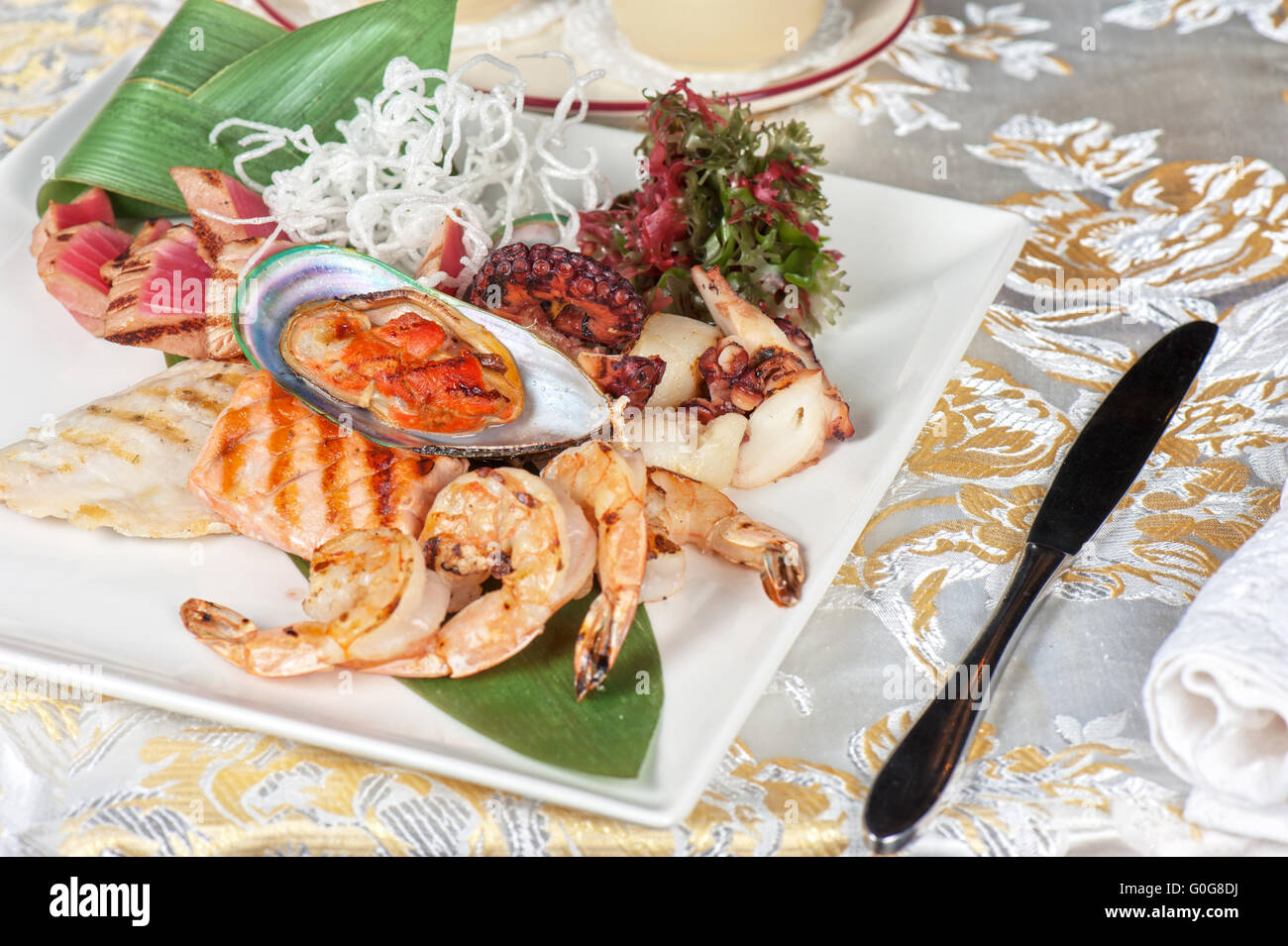 seafood mix dish Stock Photo - Alamy