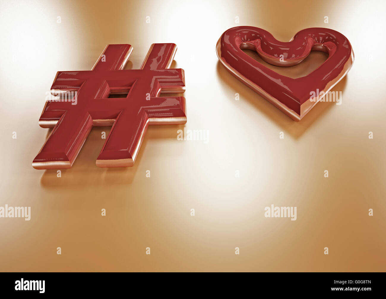 Dimensional inscription of hashtag heart Stock Photo - Alamy