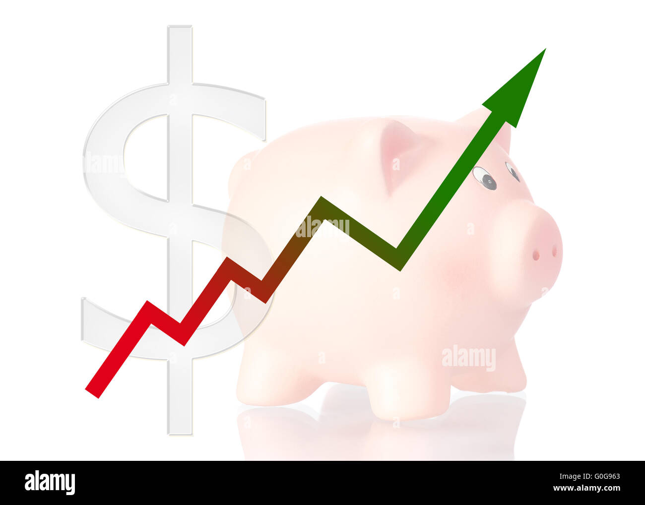 graphic upwards with color gradient with piggy bank and dollar symbol ...