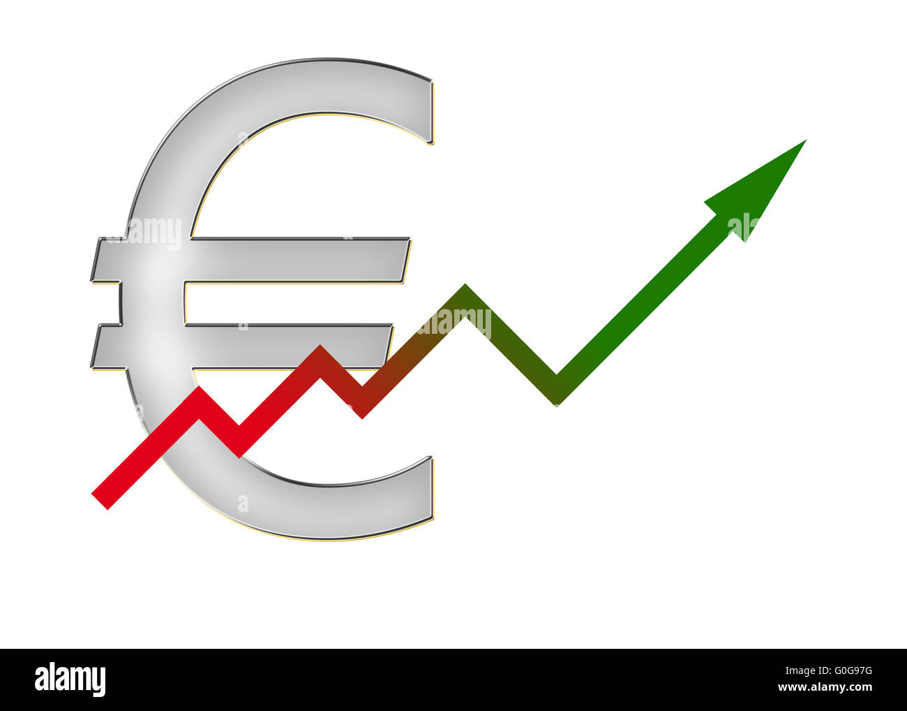graphic upwards with color gradient and euro symbol Stock Photo - Alamy