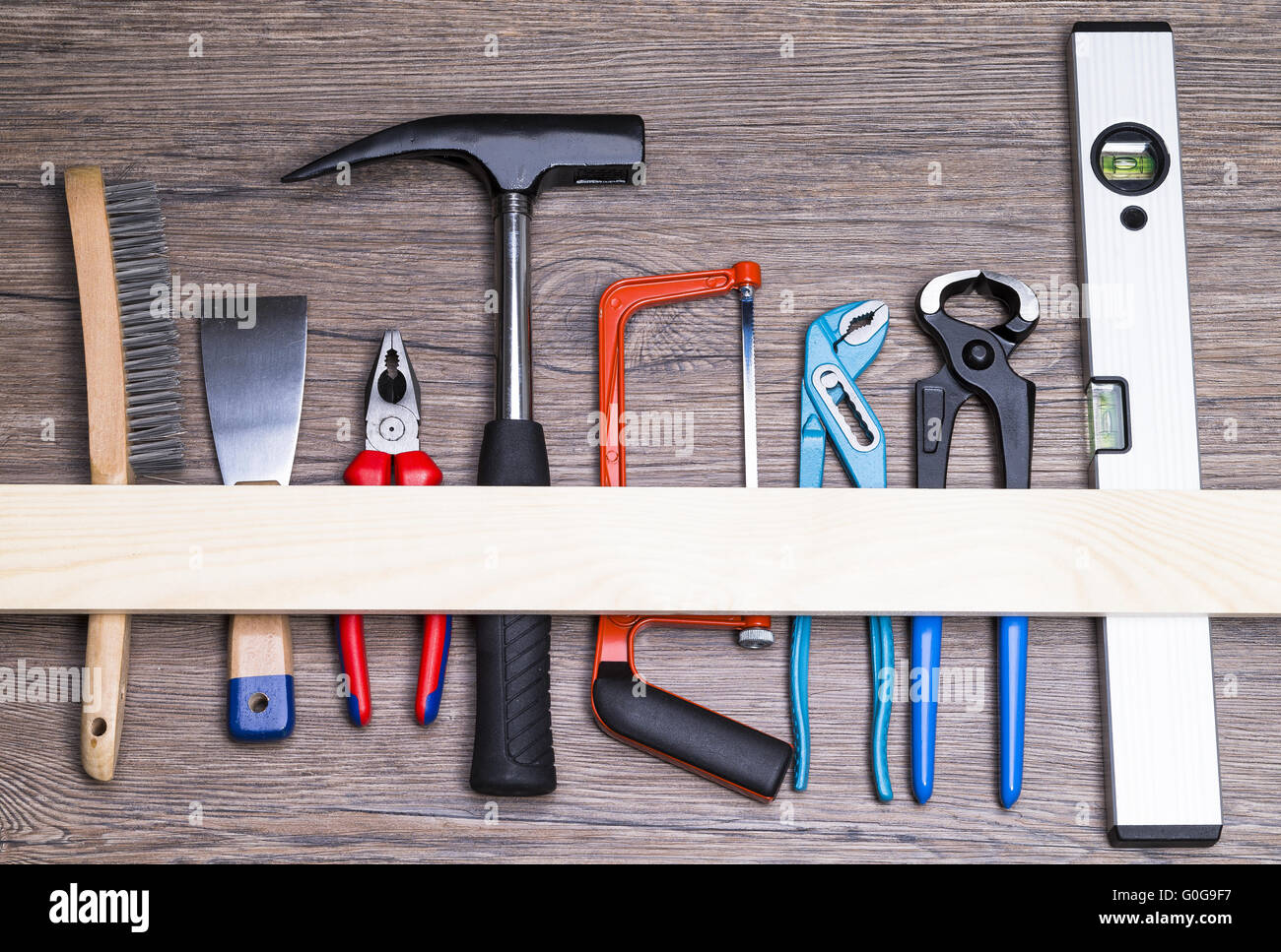Tools on table Stock Photo - Alamy