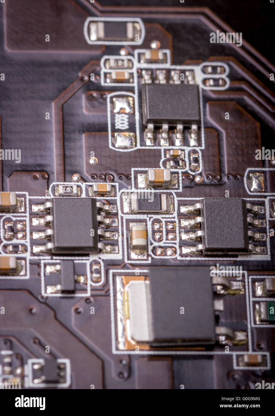 Electronic collection - fragment a computer circuit board with ...