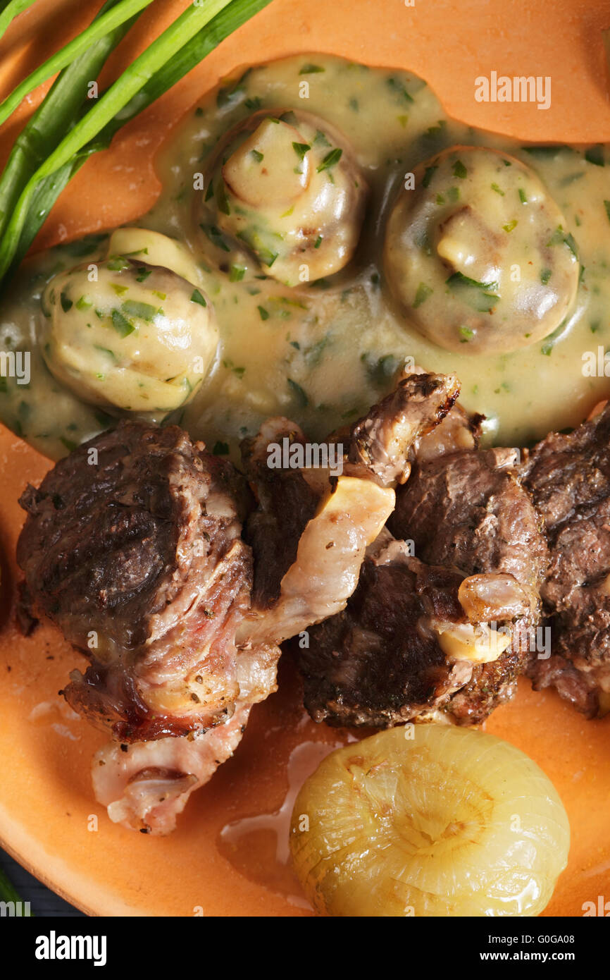 Lamb chops above view closeup Stock Photo - Alamy