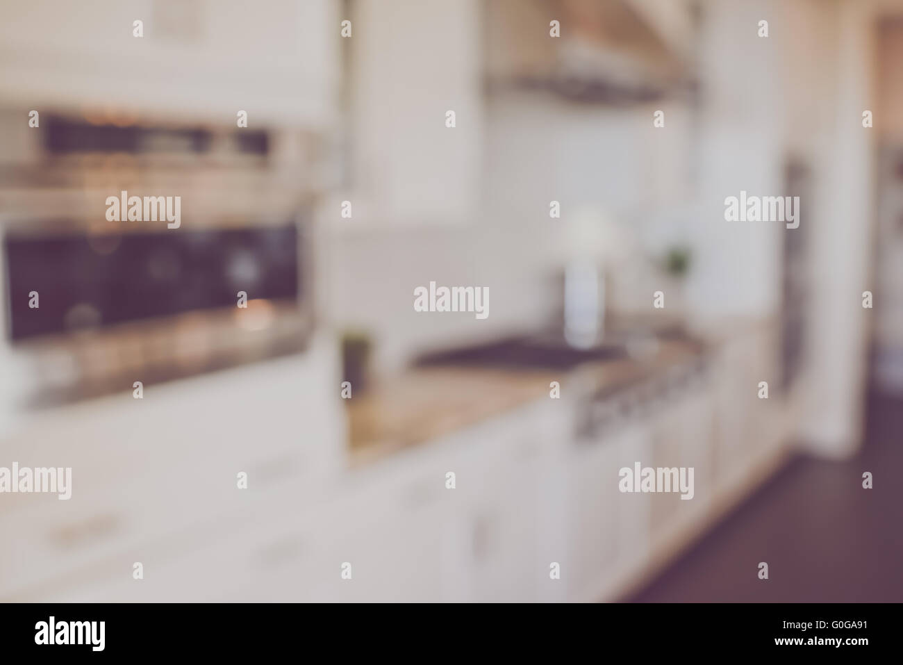 Blurred Kitchen with Retro Instagram Style Filter Stock Photo - Alamy