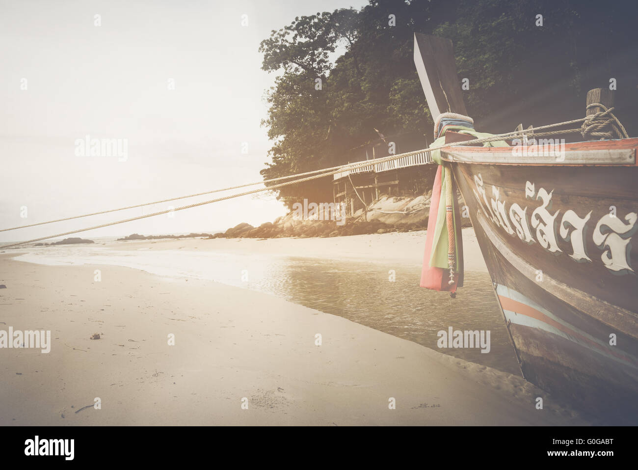 Traditional Long Boat in Thailand with Vintage Instagram Style F Stock ...