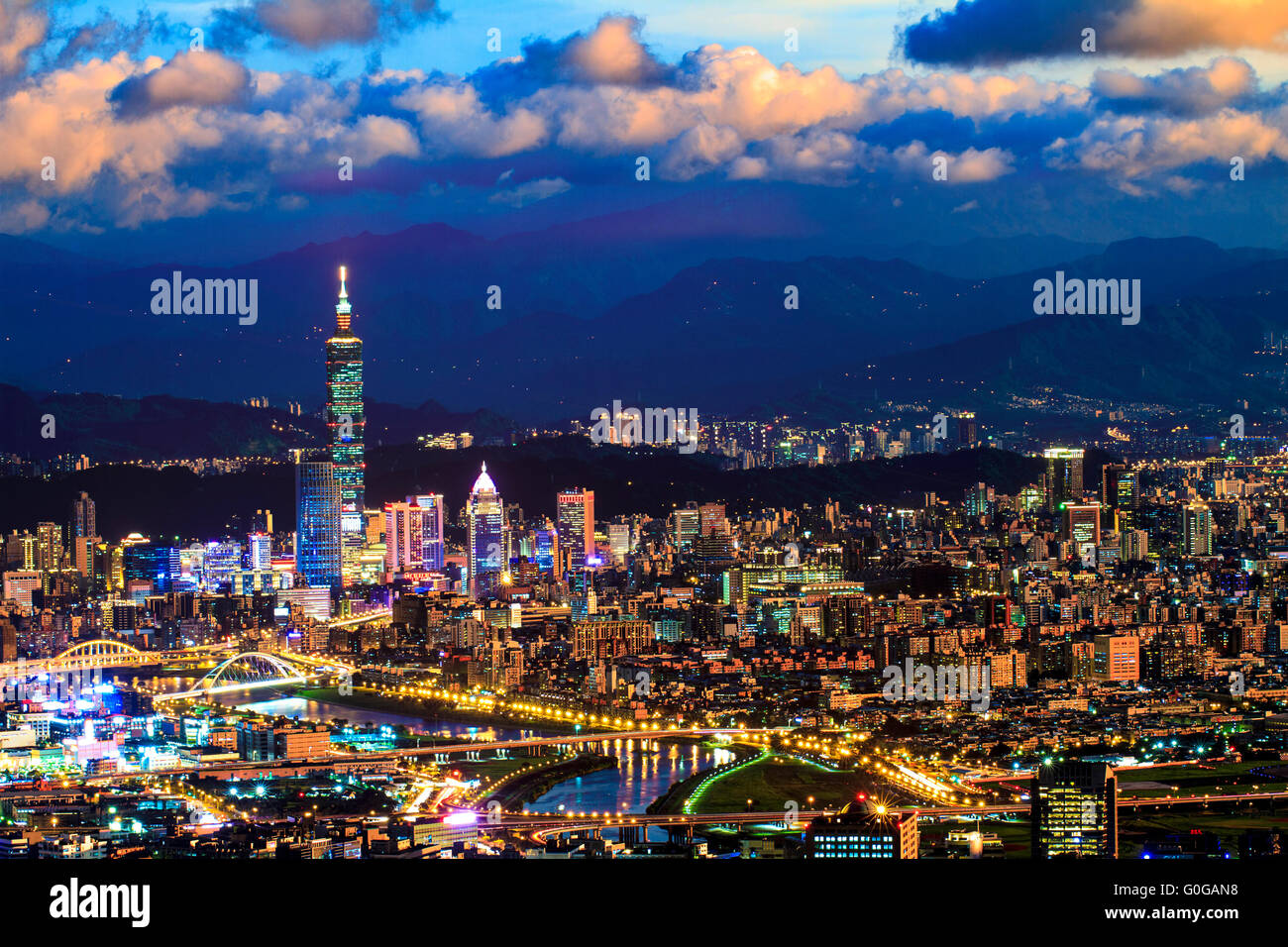 The Night view of Taipei city with nice color, Taiwan Stock Photo - Alamy
