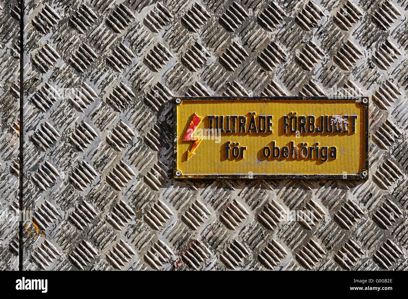 Caution Label High-Power Current Stock Photo - Alamy