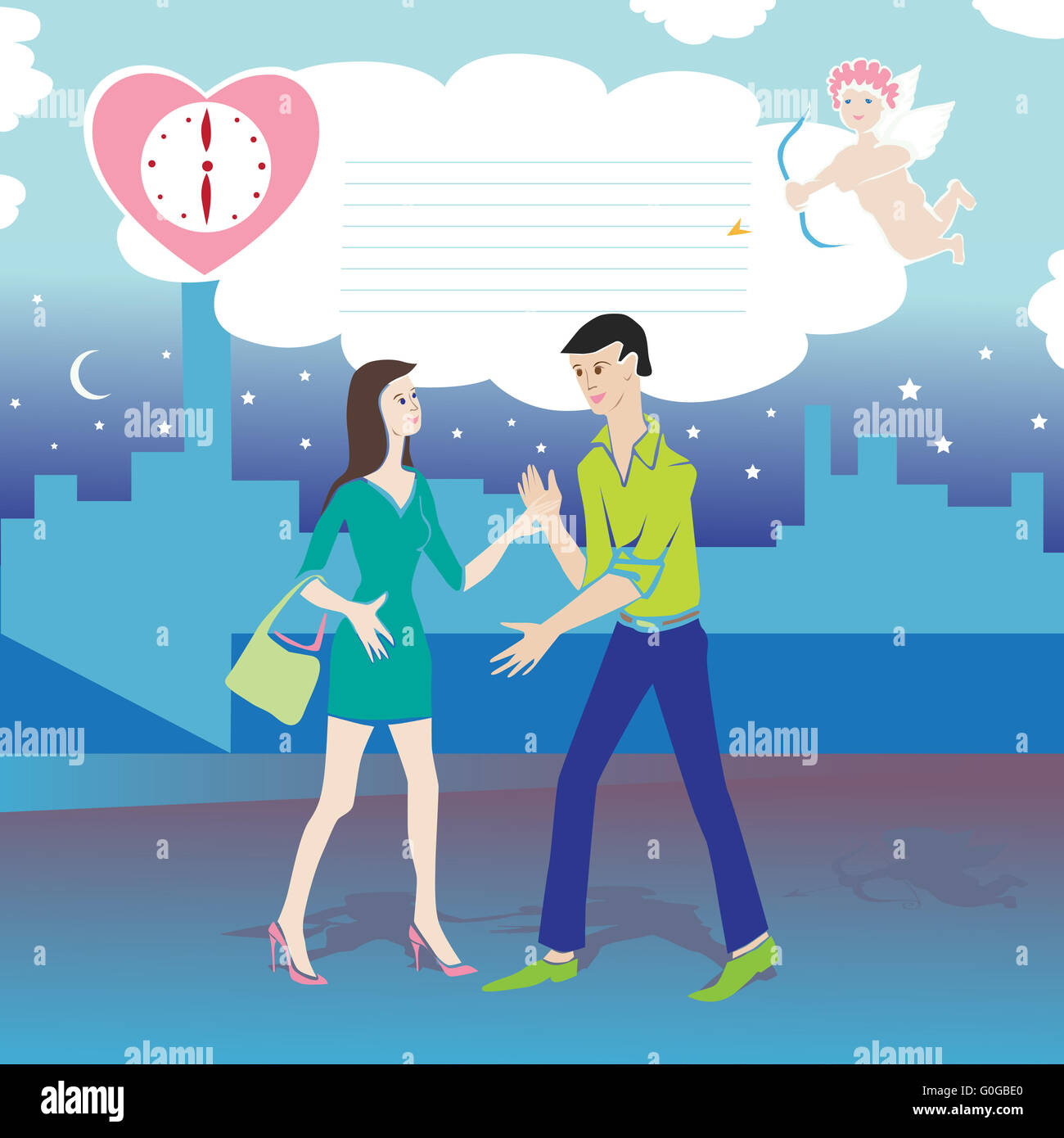 valentine date cartoon Stock Photo - Alamy