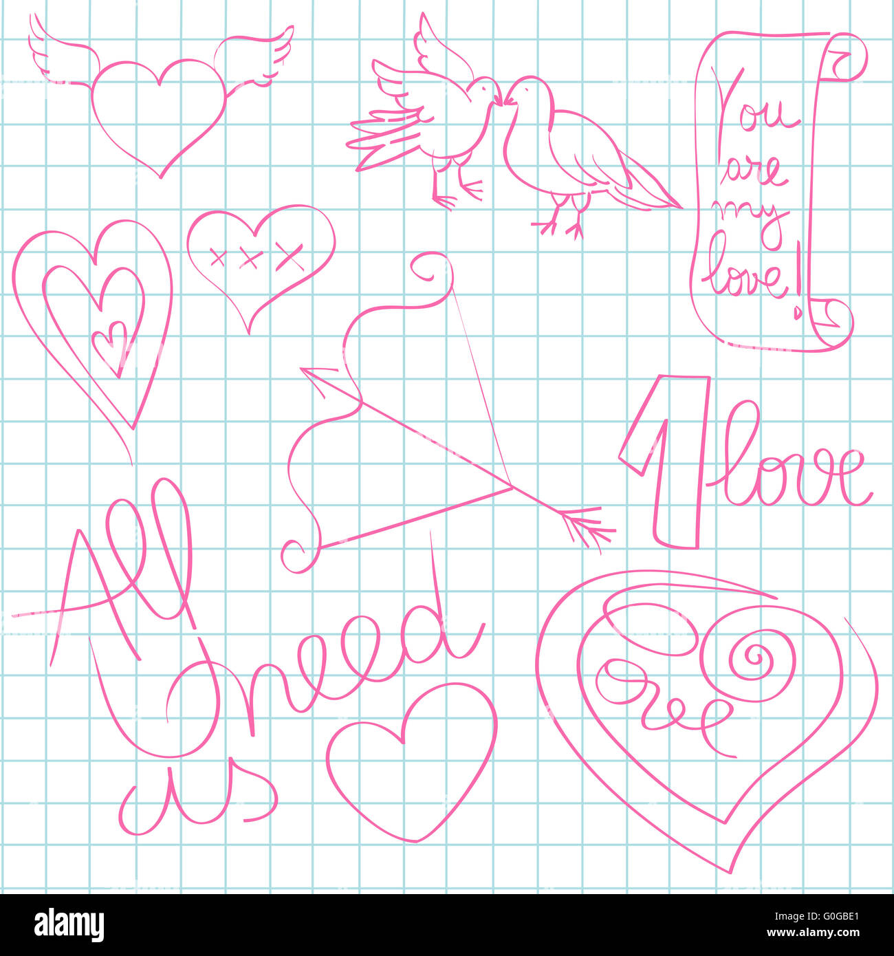 Funny love doodles hand drawn hi-res stock photography and images - Alamy