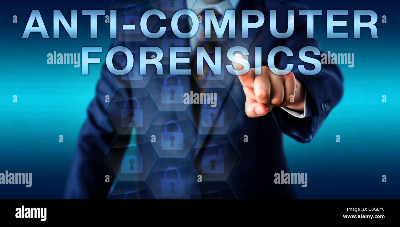 Investigator Pushing ANTI-COMPUTER FORENSICS Stock Photo - Alamy
