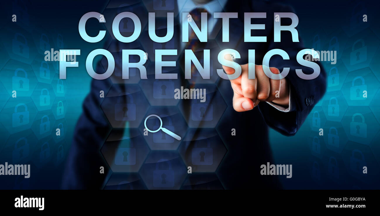 Forensic Examiner Pushing COUNTER FORENSICS Stock Photo - Alamy